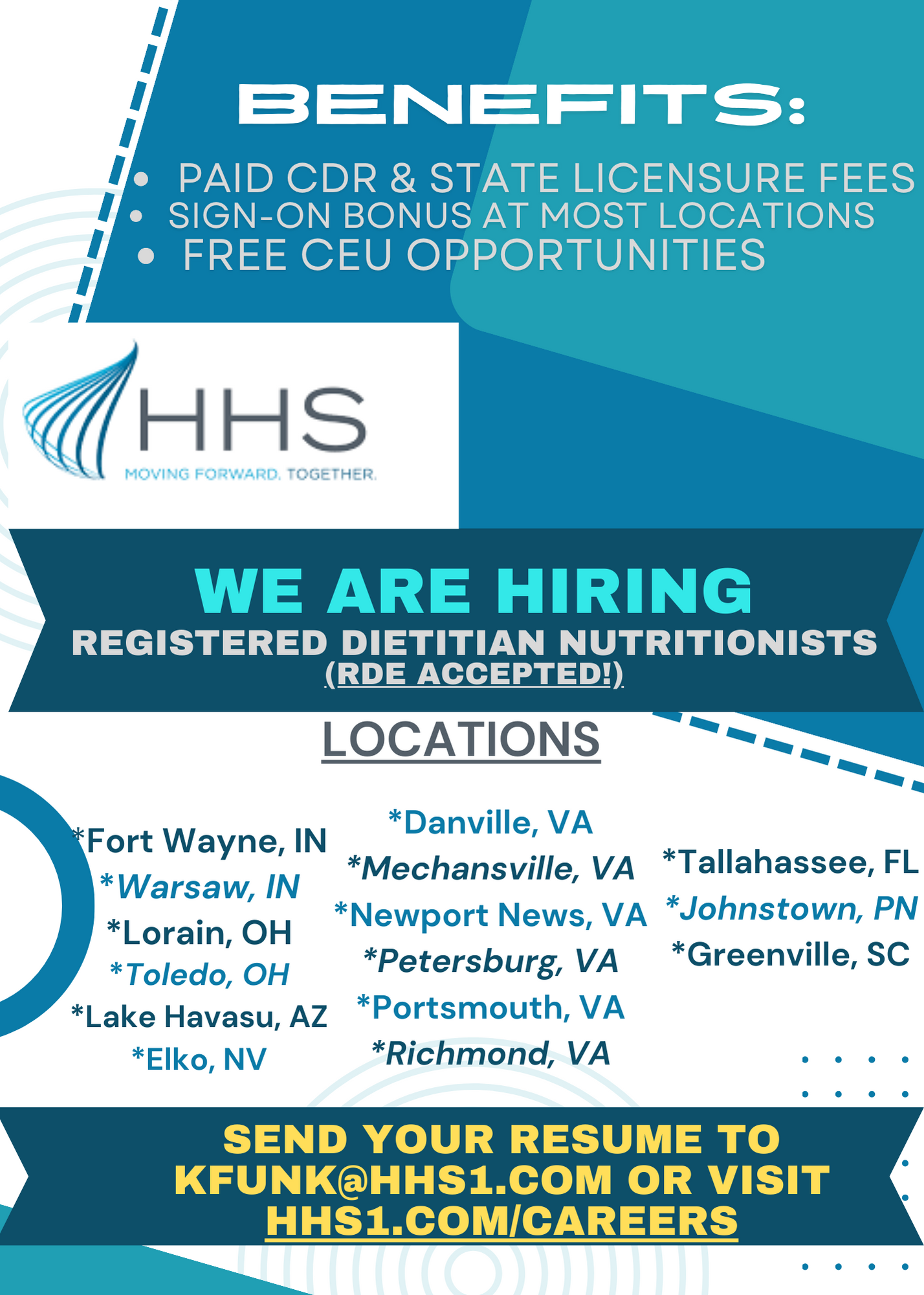 HHS Culinary and Nutrition Solutions Hiring – Nutritional Sciences
